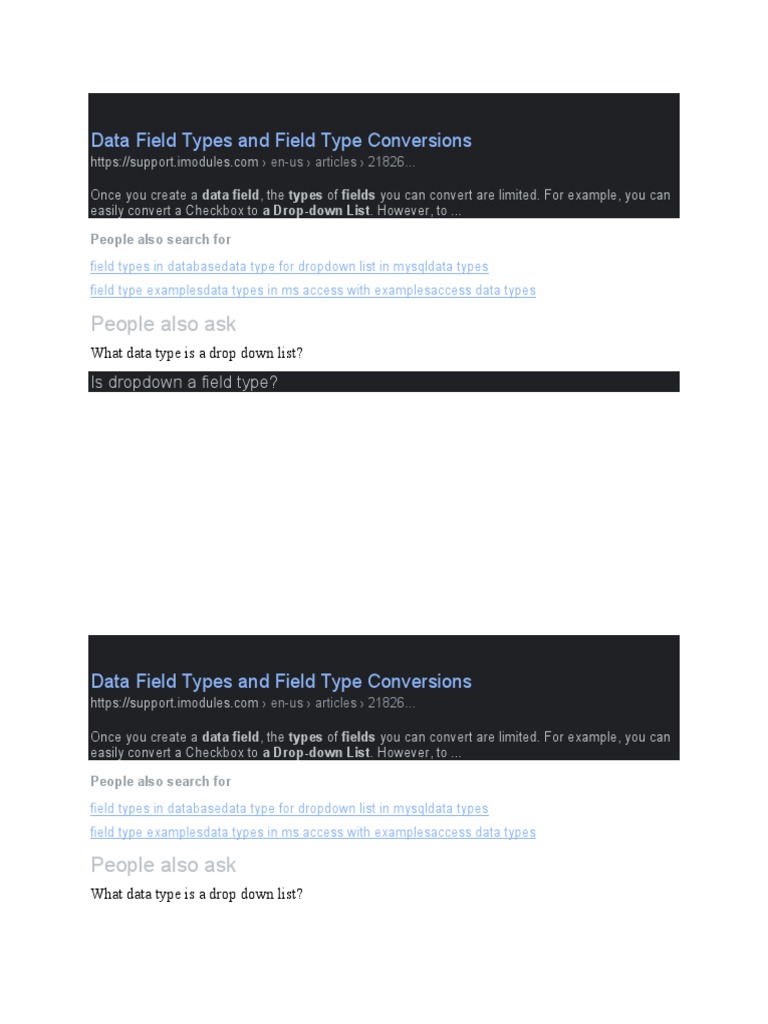 People Also Ask: Data Field Types and Field Type Conversions | PDF ...