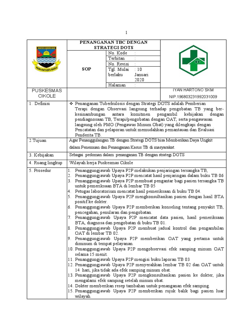 Sop TBC - Penanganan TBC Dots | PDF