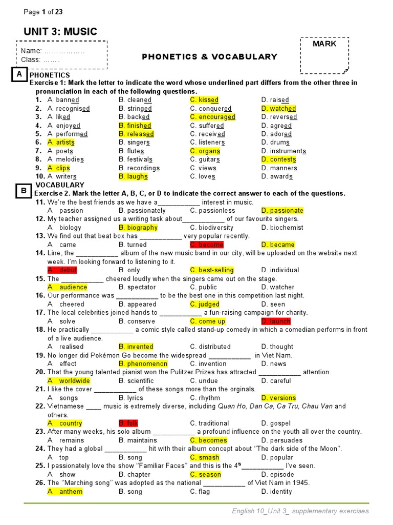 Unit 3 - Supplementary Exercises | PDF | Charlie Chaplin | Laughter