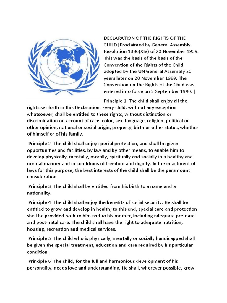 Declaration of The Rights of The Child | PDF | Children's Rights | Rights