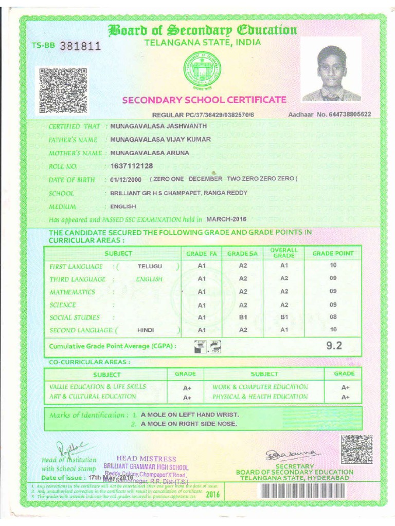 1) 10th Marksheet & Certificate. | PDF