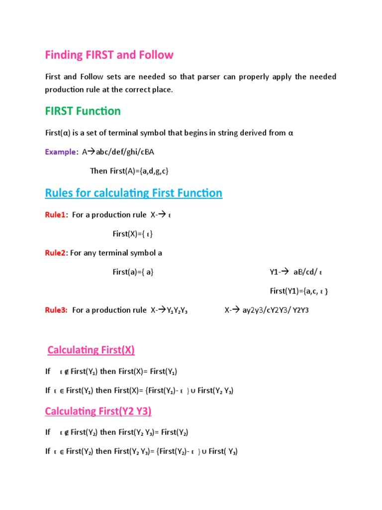 Predictive Parser First And Follow Pdf Teaching Methods And Materials Computers