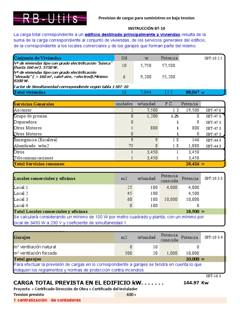 Prevision de Cargas Edificio | PDF | Poder (Física)