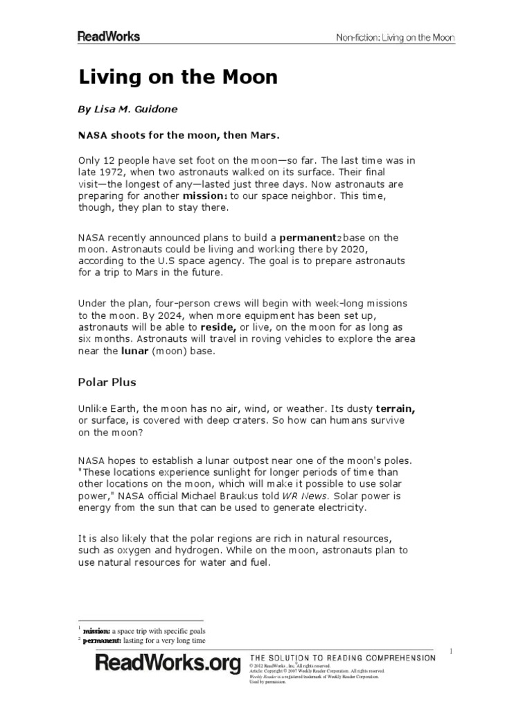 Living On The Moon | PDF | Moon | Nasa