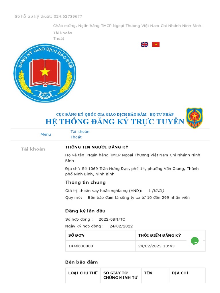 Dang Ky Giao Dich Bao Dam | PDF