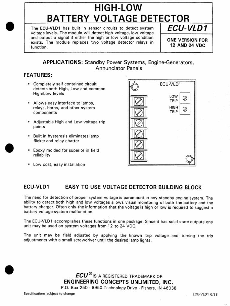 ECU VLD1 Battery Voltage Monitor | PDF