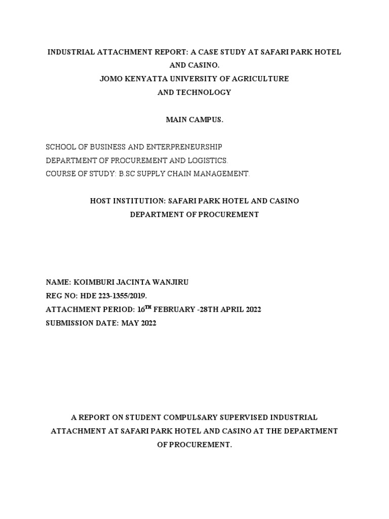 Industrial Attachment Report | PDF | Human Resources | Hotel