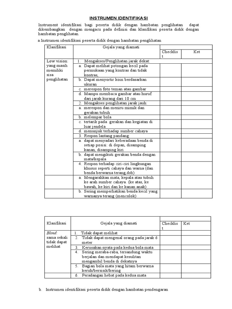 Identifikasi Anak dengan Hambatan Penglihatan | PDF | Karier ...