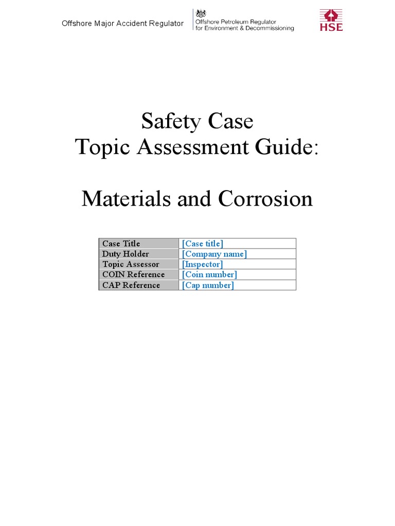 SC Materials Corrosion Assessment Template | PDF | Safety | Risk