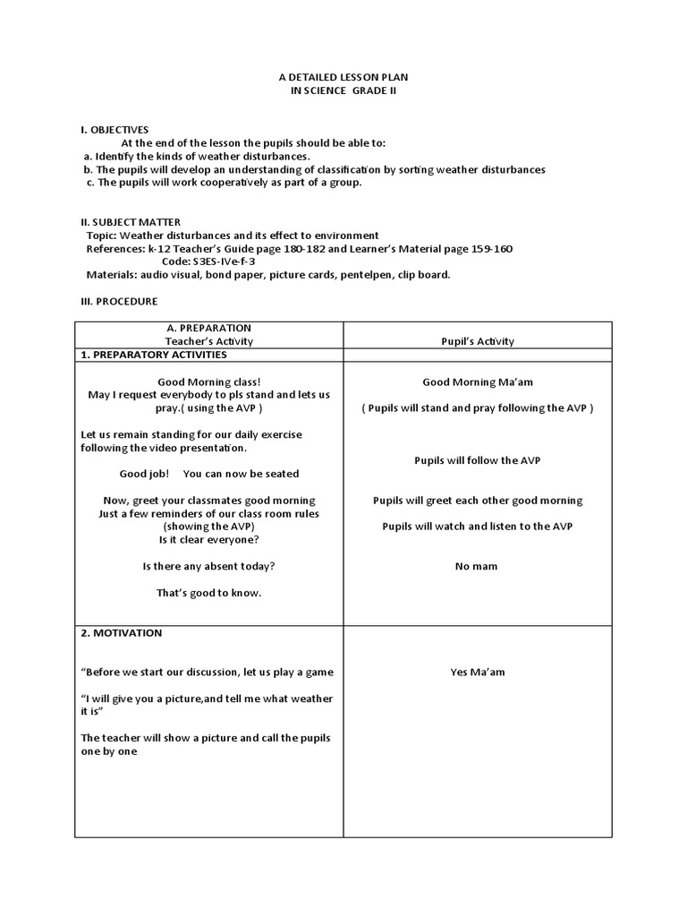 dETAILED LESSON pLAN IN sCIENCE GRADE 2 | PDF | Thunderstorm | Meteorology