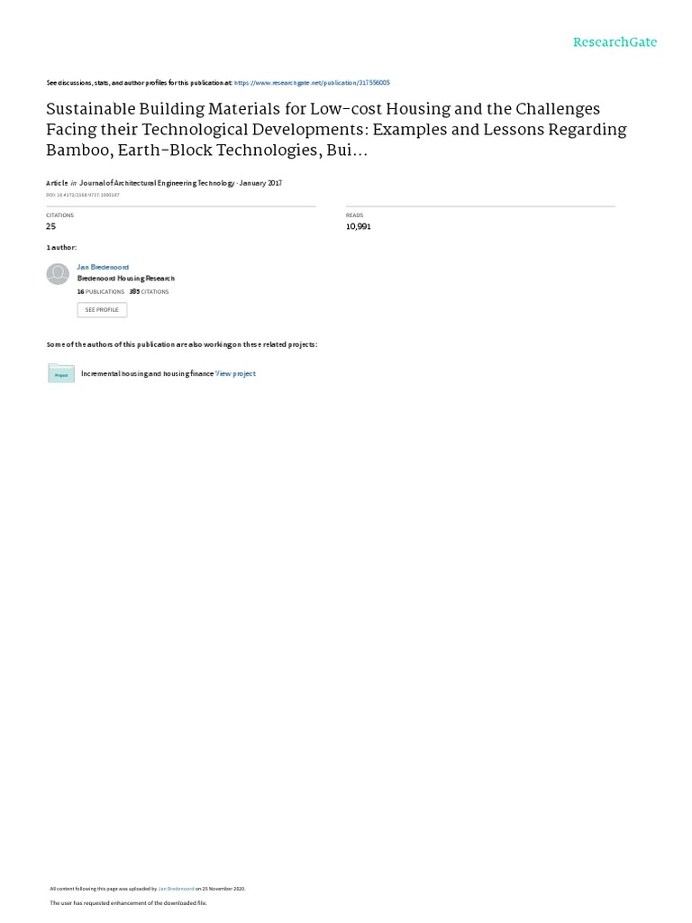 Sustainable Building Materials For Low-Cost Housing and The Challenges ...