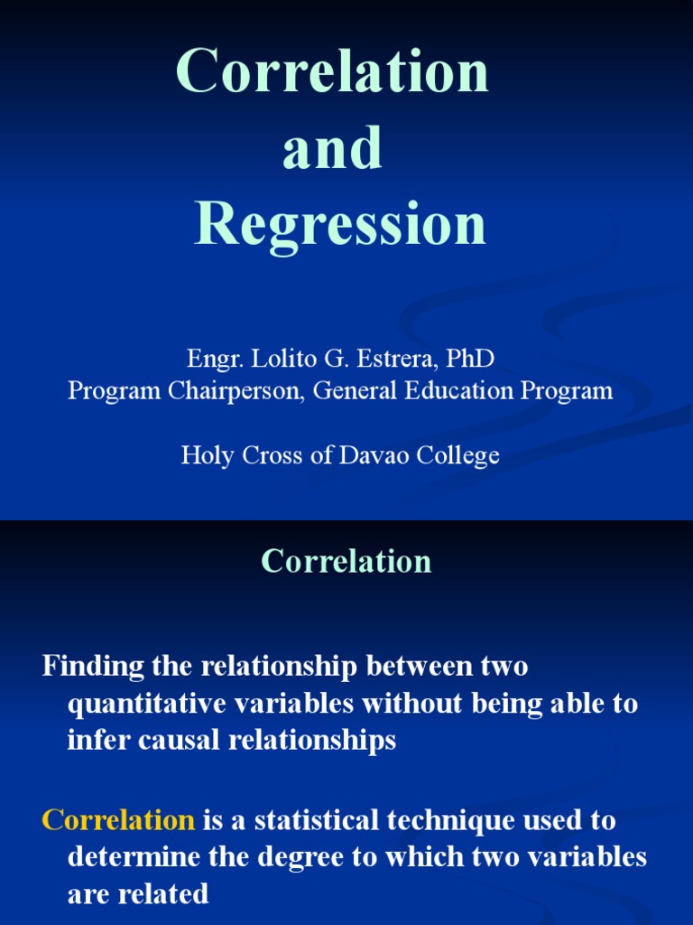 Correlation and Regression | Download Free PDF | Regression Analysis | Scatter Plot