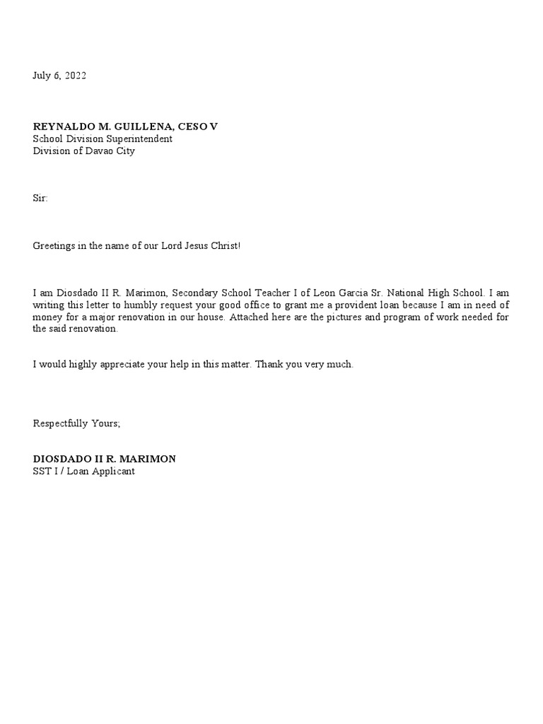 Provident Loan Letter | PDF