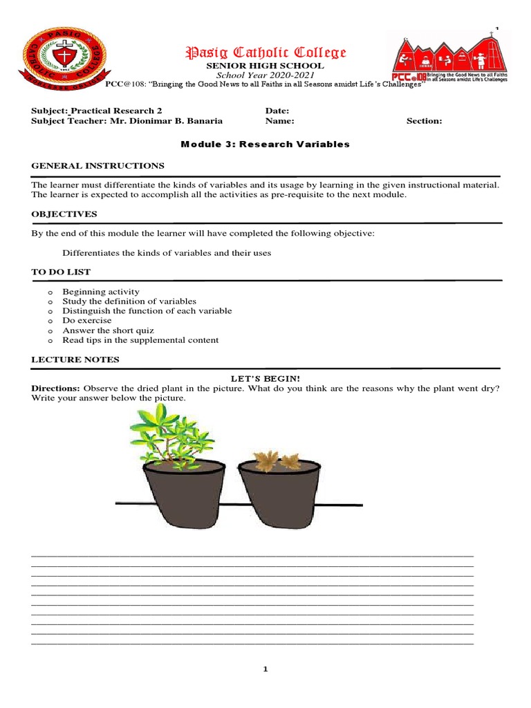 Module 3 in PR2 - Research Variables | PDF | Level Of Measurement ...