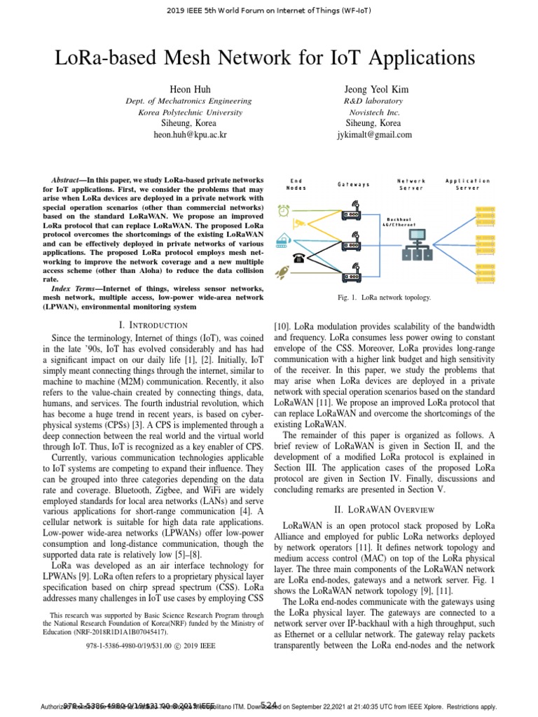 LoRa-based Mesh Network For IoT Applications | PDF | Computer Network | Internet Of Things