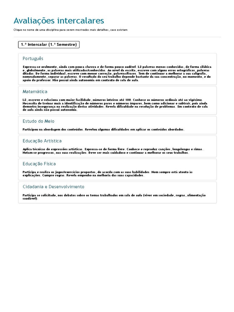 Avaliação Intercalar 1 Semestre - 1 | PDF