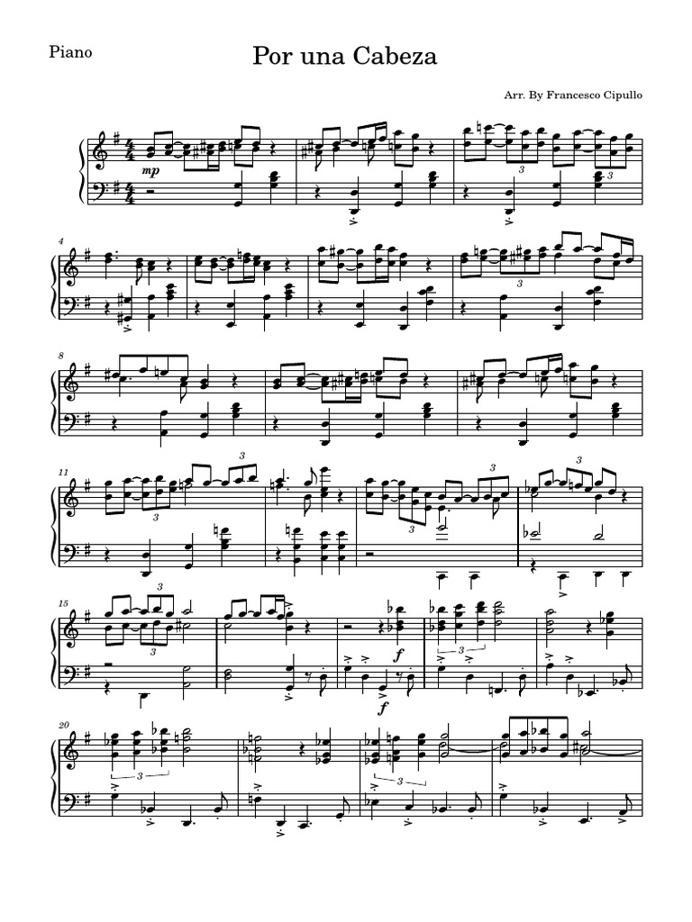 Por Una Cabeza-Piano | PDF
