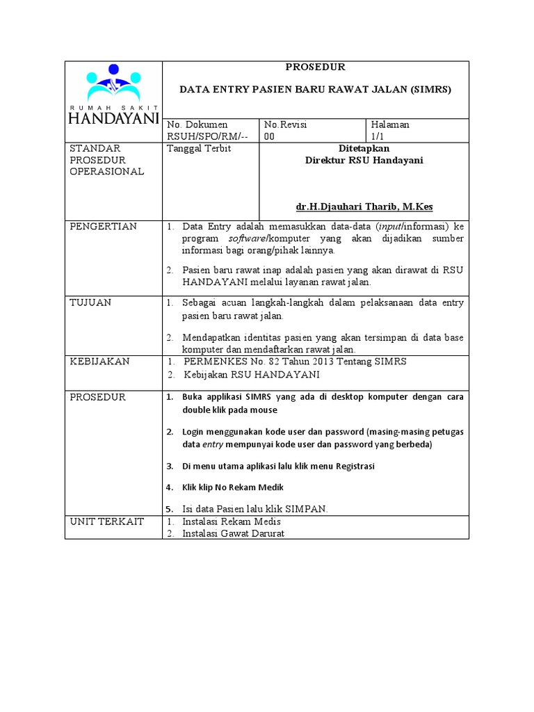 SOP SIMRS Dan Backup Data | PDF