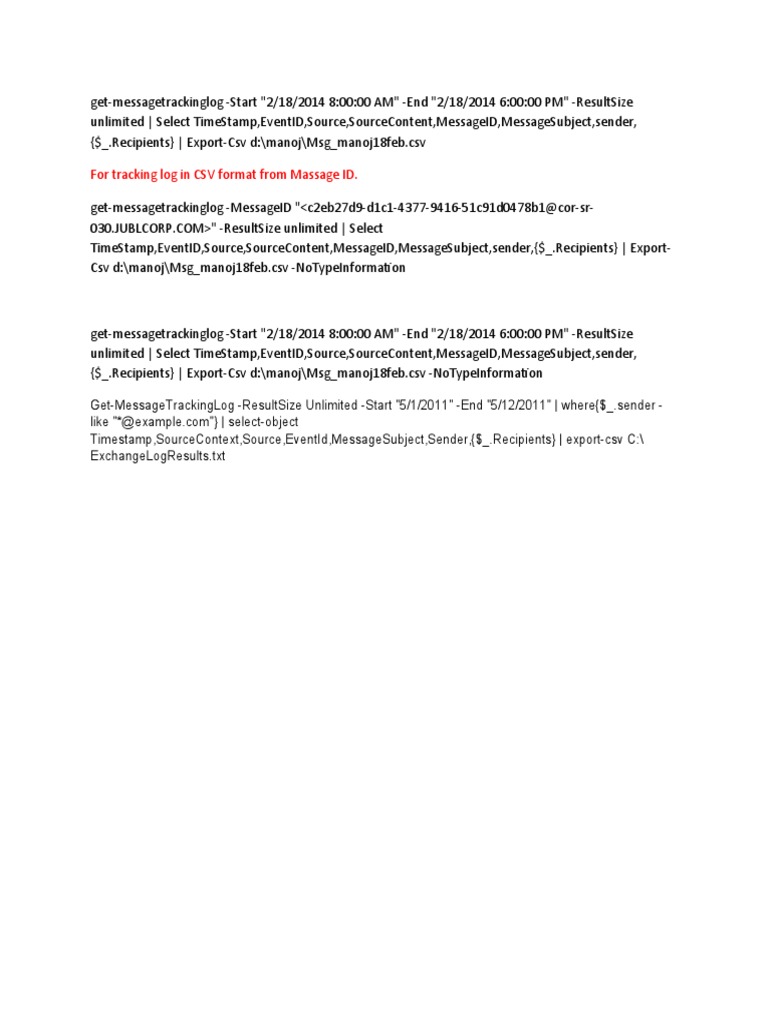 For Tracking Log in CSV Format From Massage ID | PDF