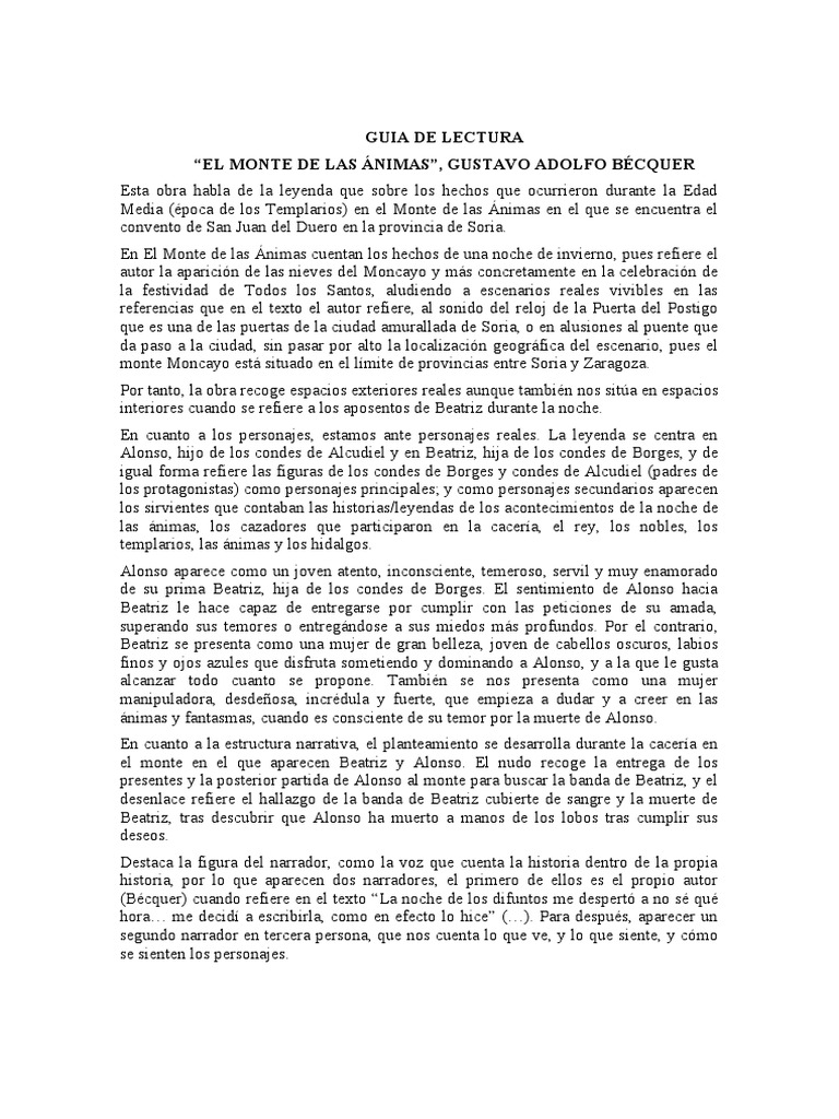 Leyenda de Bécquer: Monte de las Ánimas | PDF | Clásicos