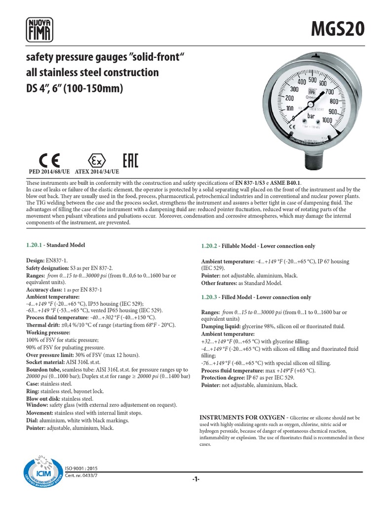 RC7EACEX Data Sheet MGS20 DN100-150 @en | PDF | Stainless Steel | Silicon