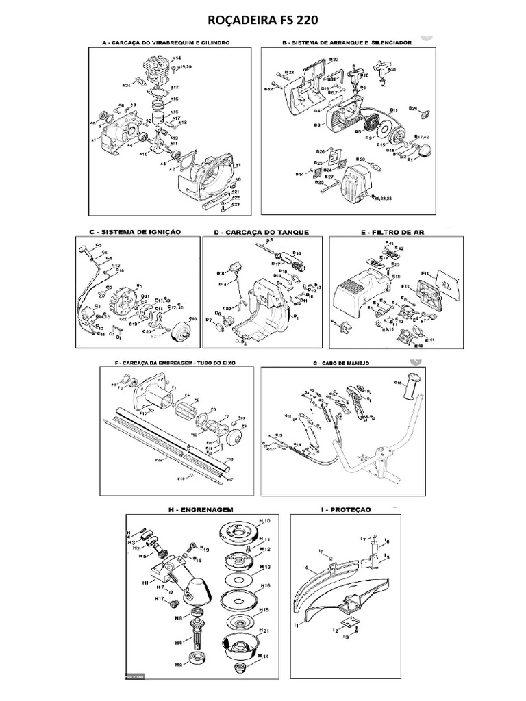 Catalogo Roçadeira FS 220 | PDF | Peças de veículos | Engenharia Mecânica