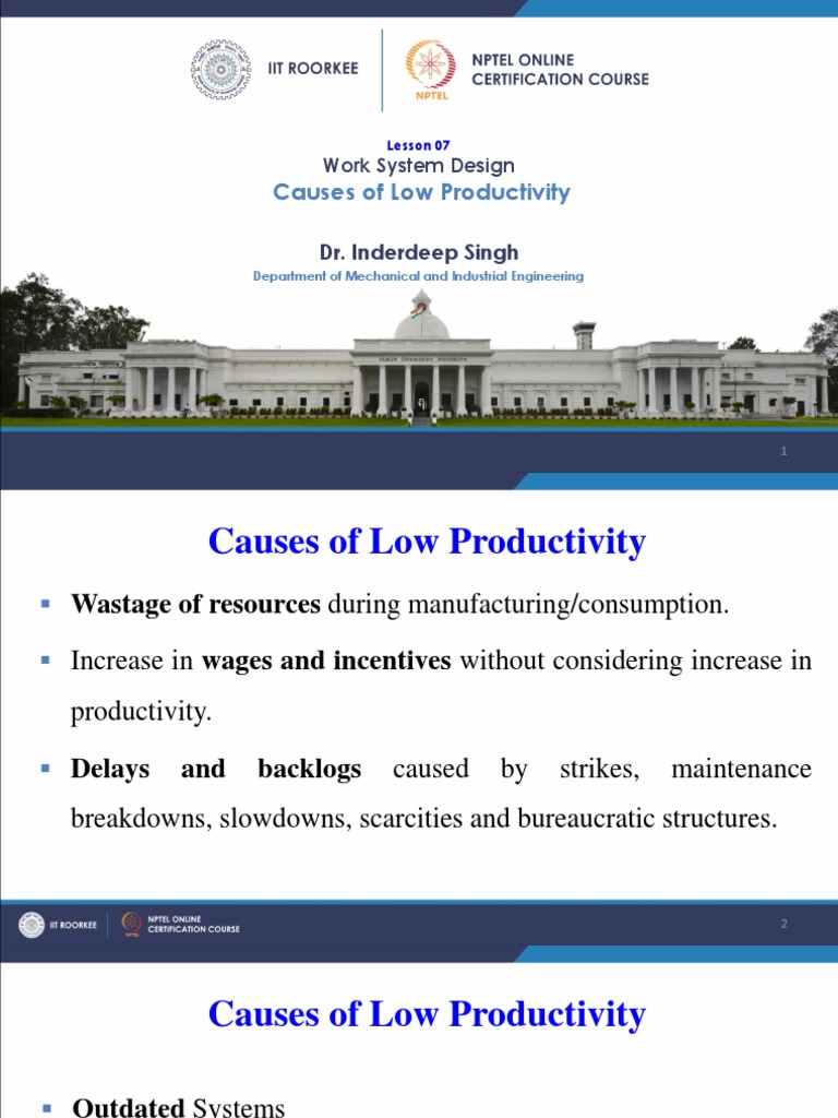 Causes of Low Productivity: Work System Design | PDF | Incentive ...