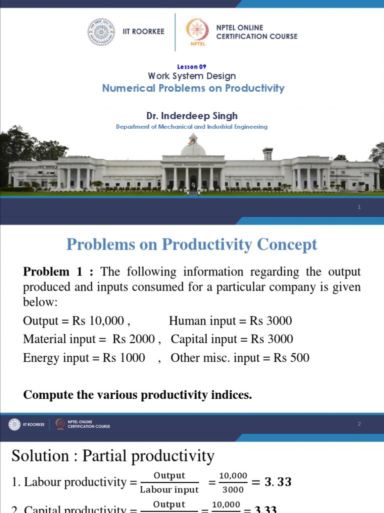 Productivity Calculation Problems | PDF | Secondary Sector Of The ...