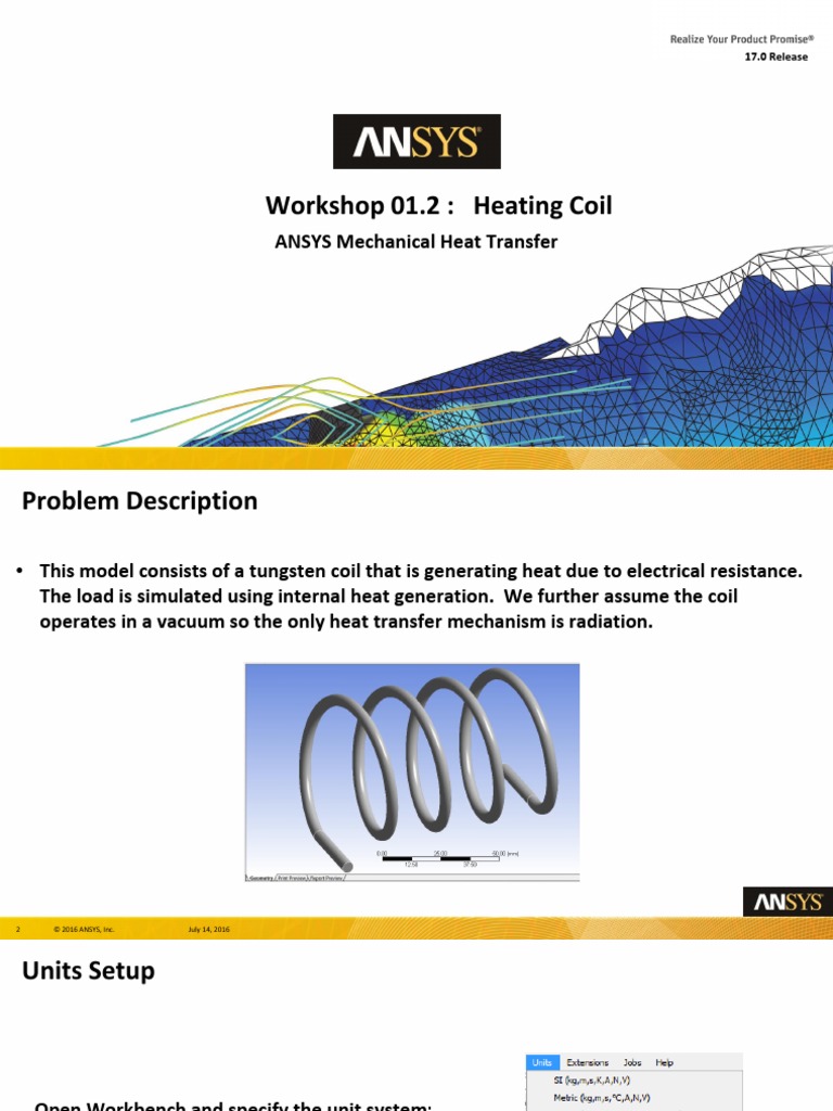 Workshop 01.2: Heating Coil: ANSYS Mechanical Heat Transfer | PDF | Thermal Conductivity | Heat