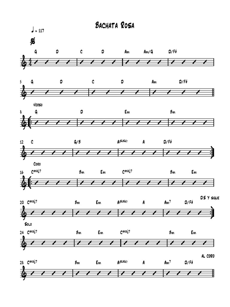 Bachata Rosa Lyrics and Chords | PDF