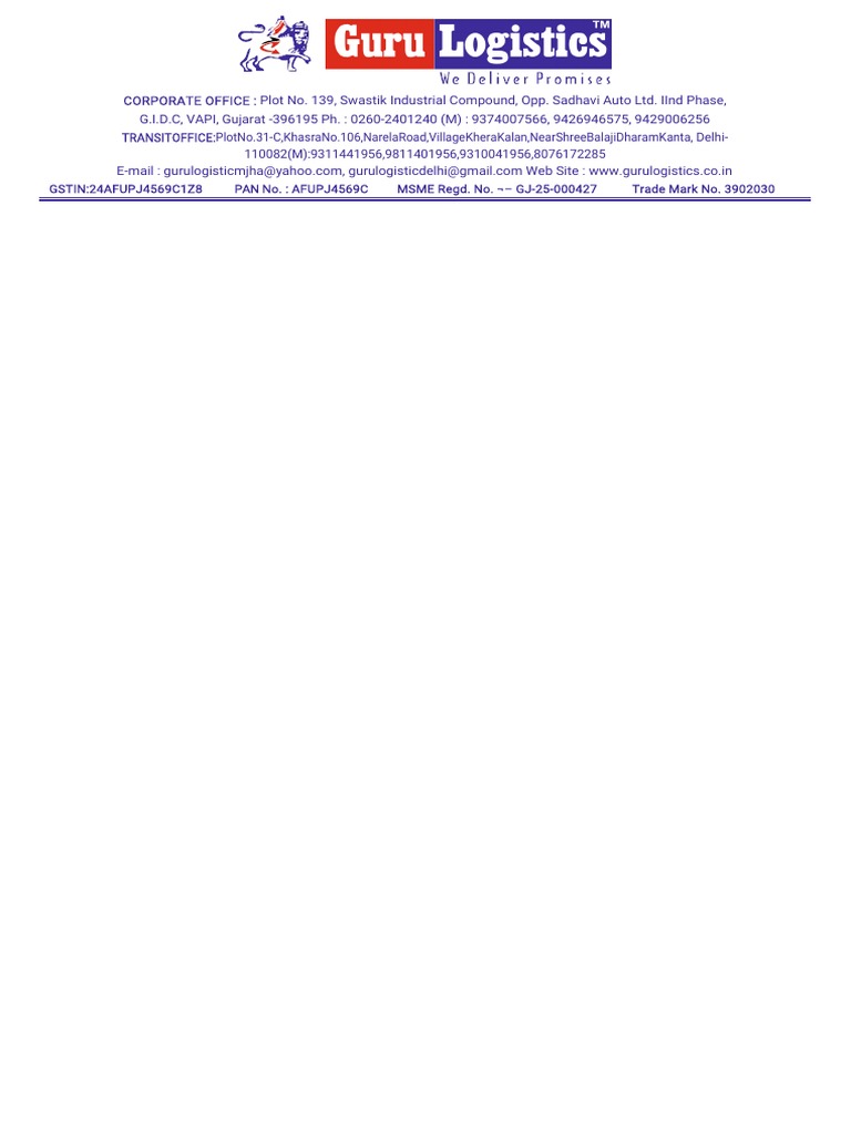 Guru Logistics Contact Information | PDF