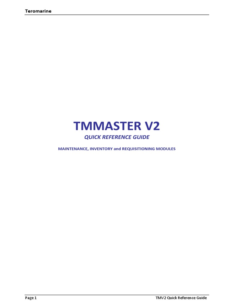 TMV2 Maintenance and Inventory Guide | PDF | Button (Computing) | Icon ...