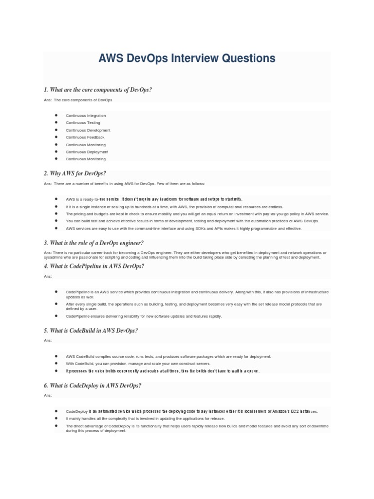 Aws Devops Interview Questions Pdf Cloud Computing Amazon Web Services 