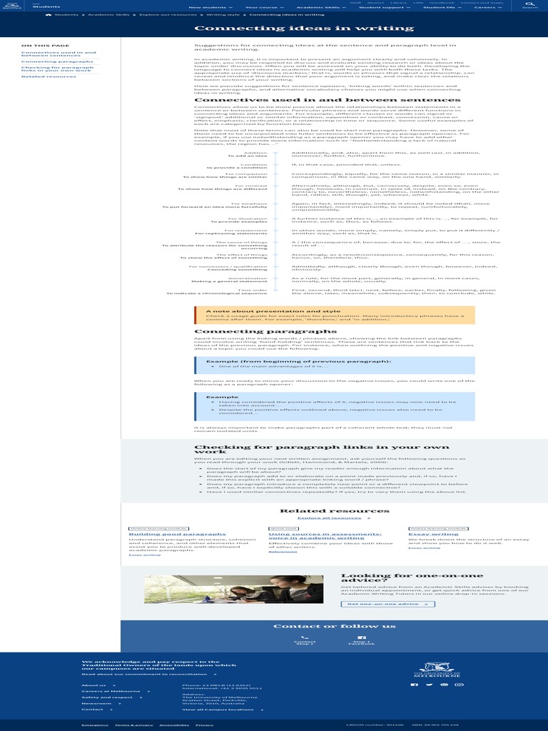 Connecting Ideas in Academic Writing | PDF | Sentence (Linguistics ...