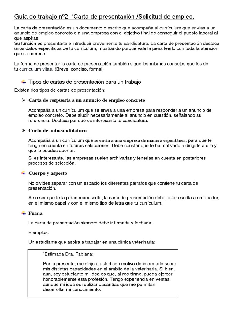 Guía de trabajo nº2 Carta de presentacion FVT | PDF | Plan de estudios