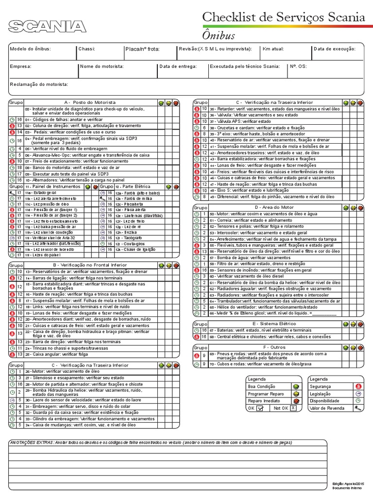 Checklist Ônibus | PDF | Peças de veículos | Tecnologias automotivas