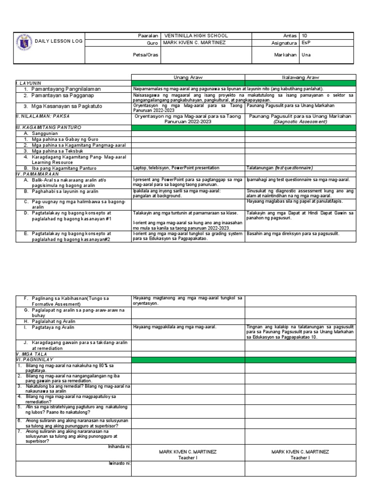 Esp10 DLL Q1 W1 | PDF
