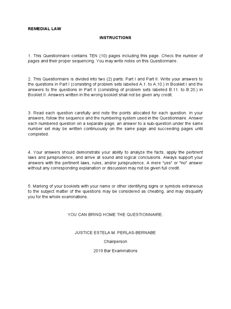 REMEDIAL LAW - Bar Questions | PDF | Prosecutor | Plea