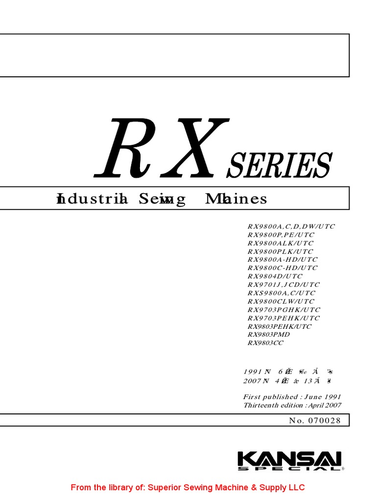 Parts List: Industrial Sewing Machines | PDF | Screw | Joining