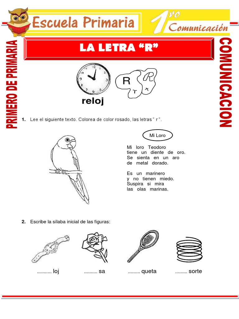La Letra R para Primero de Primaria | PDF