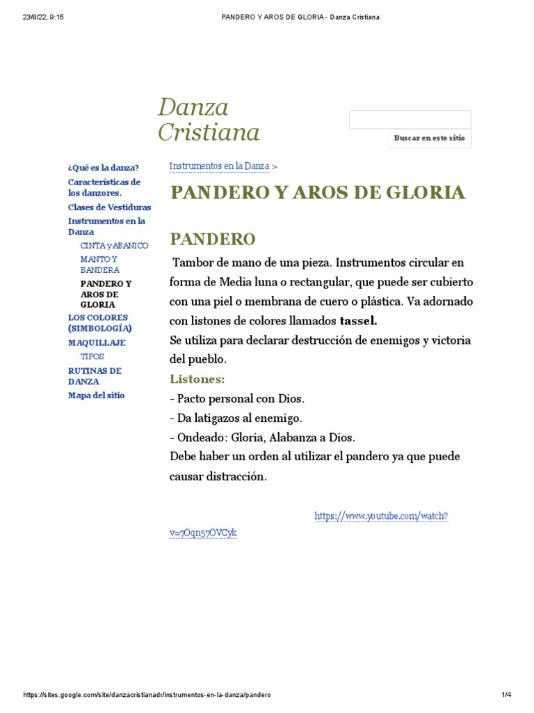 PANDERO Y AROS DE GLORIA - Danza Cristiana | PDF