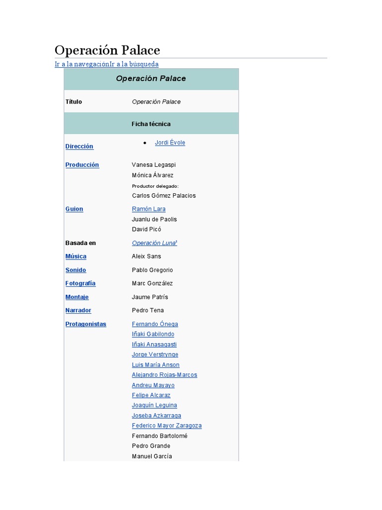 Operaciòn Palace | PDF