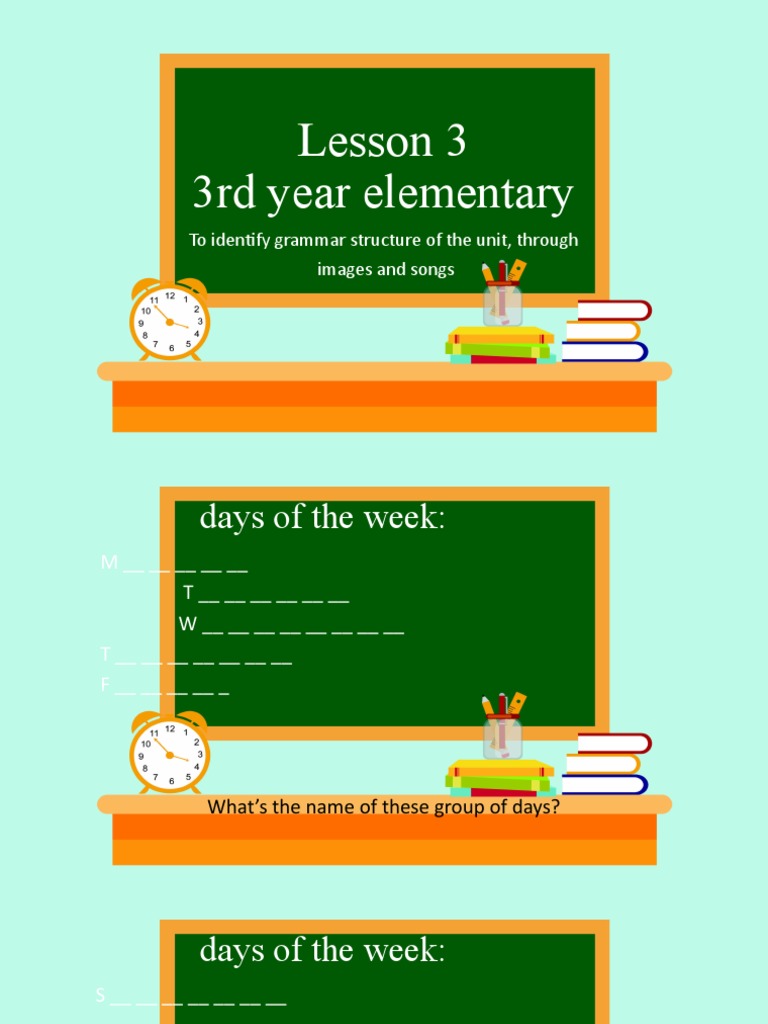 Lesson 3 3rd Year Elementary: To Identify Grammar Structure of The Unit ...