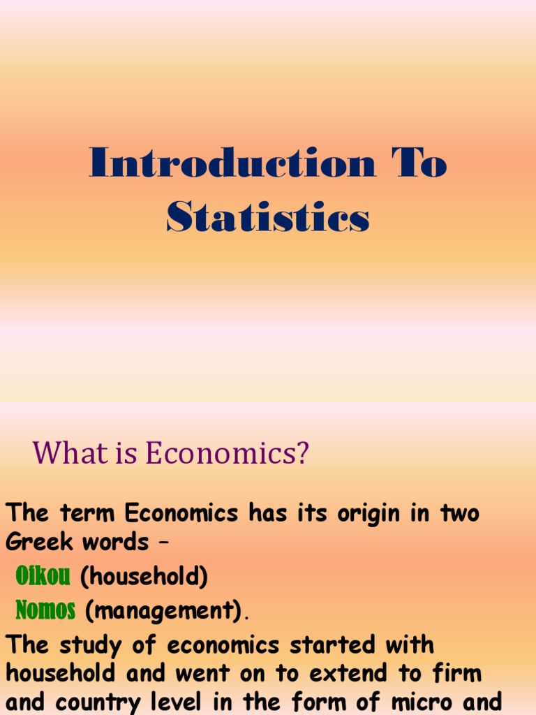 Introduction To Statistics | PDF | Economics | Statistics