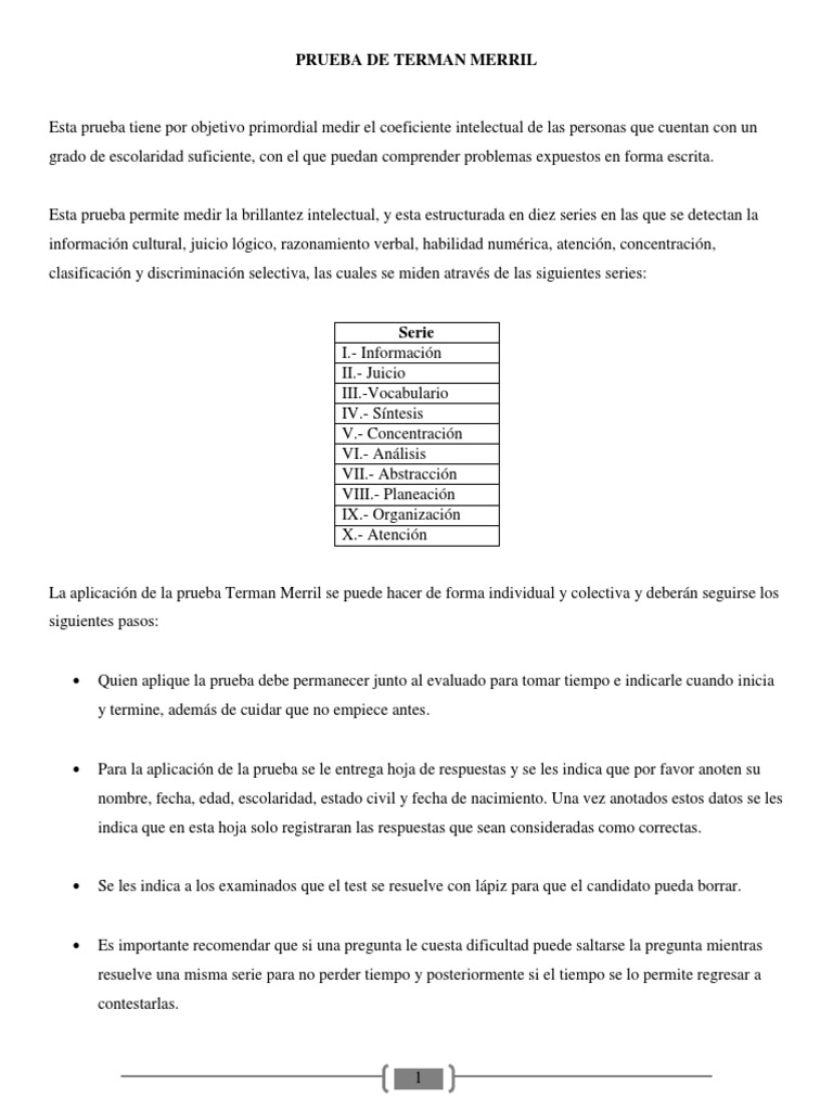 Test de Terman | PDF | Concepto | Experiencia