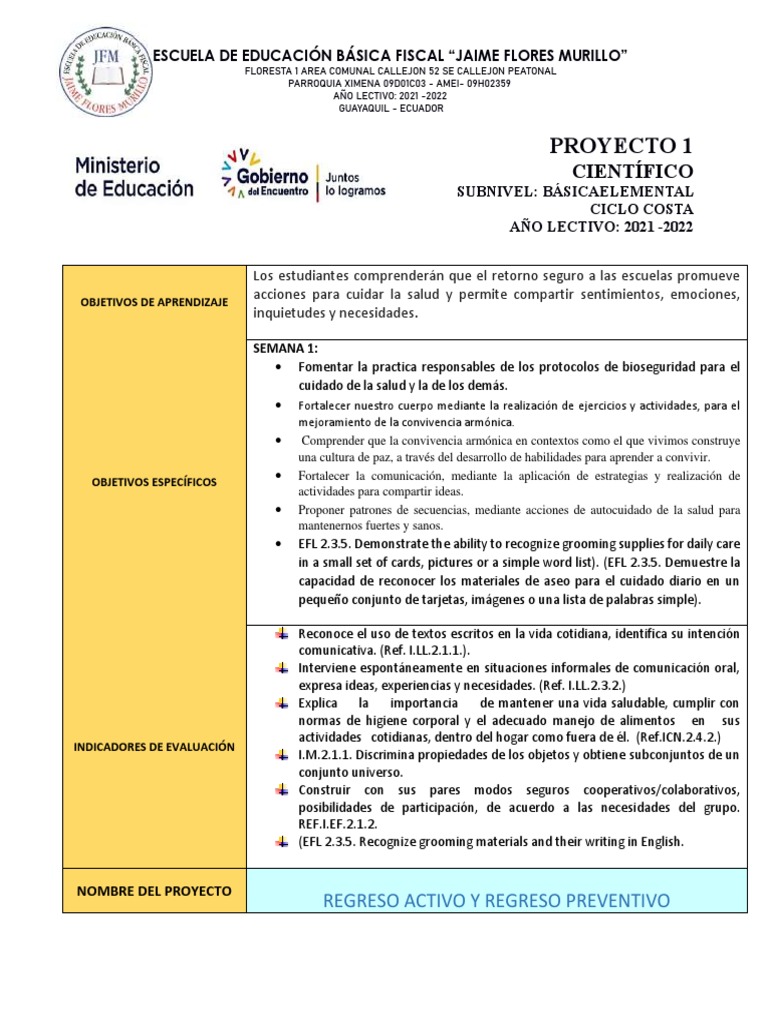 Planif - Proyecto 1 | PDF | Lavado de manos