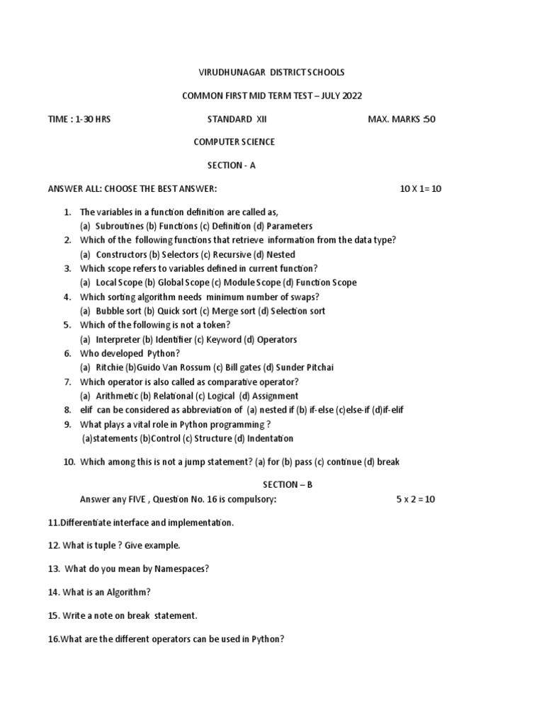 Virudhunagar District Schools | PDF | Subroutine | Scope (Computer Science)