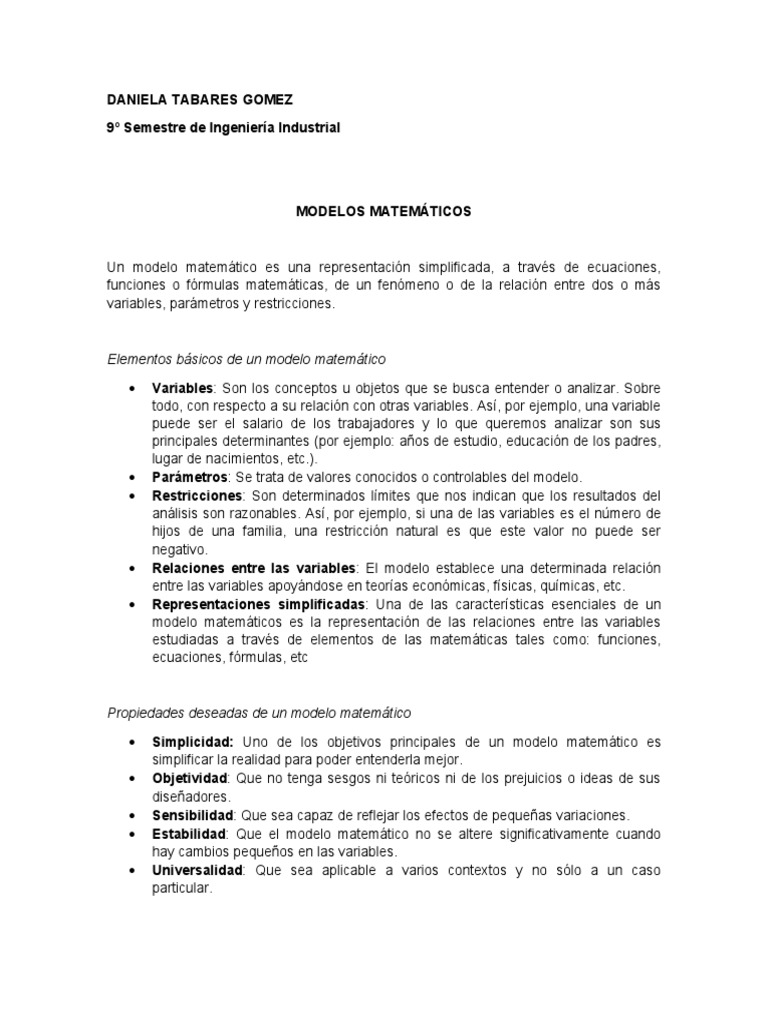Daniela Tabares Gomez Pdf Matemáticas Modelo Matemático 0173