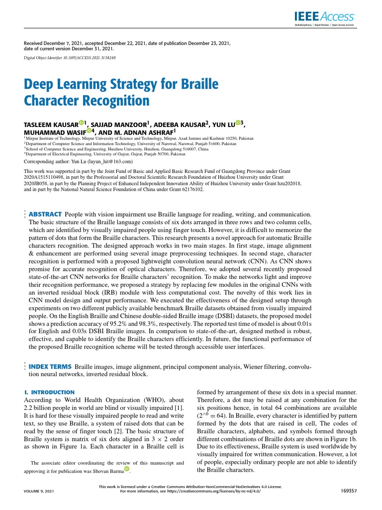 Deep Learning Strategy For Braille Character Recognition | PDF ...