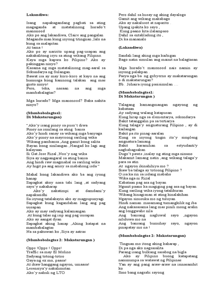 Balagtasan Sa Buwan NG Wika 1 | PDF Balagtasan Sa Buwan NG Wika 1 | PDF